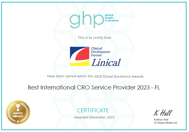 Linical Awarded Best International CRO Honor by Industry Publication